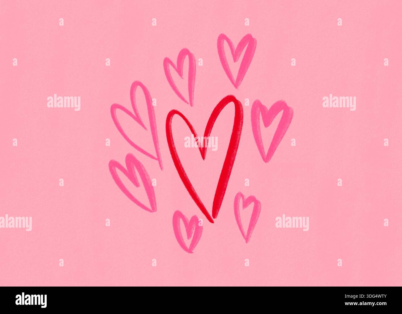 Bunch of hearts in red and pink colors against soft pink background ...
