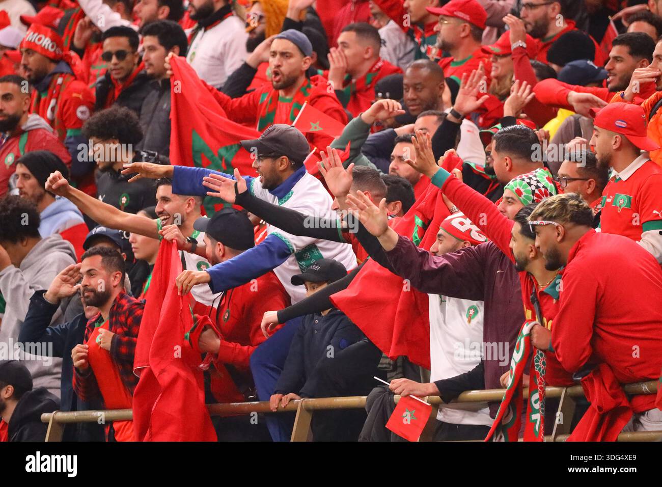 Morocco. 14th Jan, 2026. Large numbers of Moroccan supporters cheer and ...