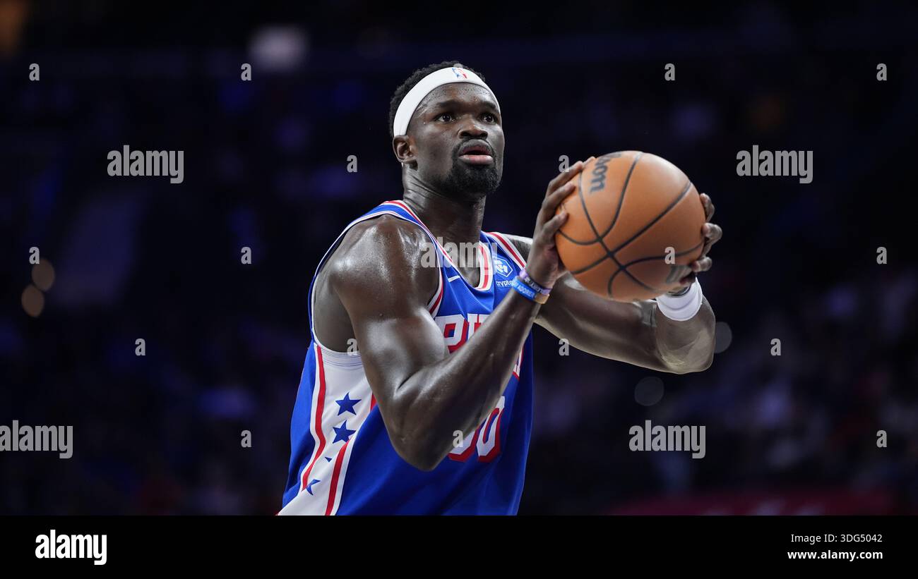 Philadelphia 76ers' Adem Bona plays during an NBA basketball game ...