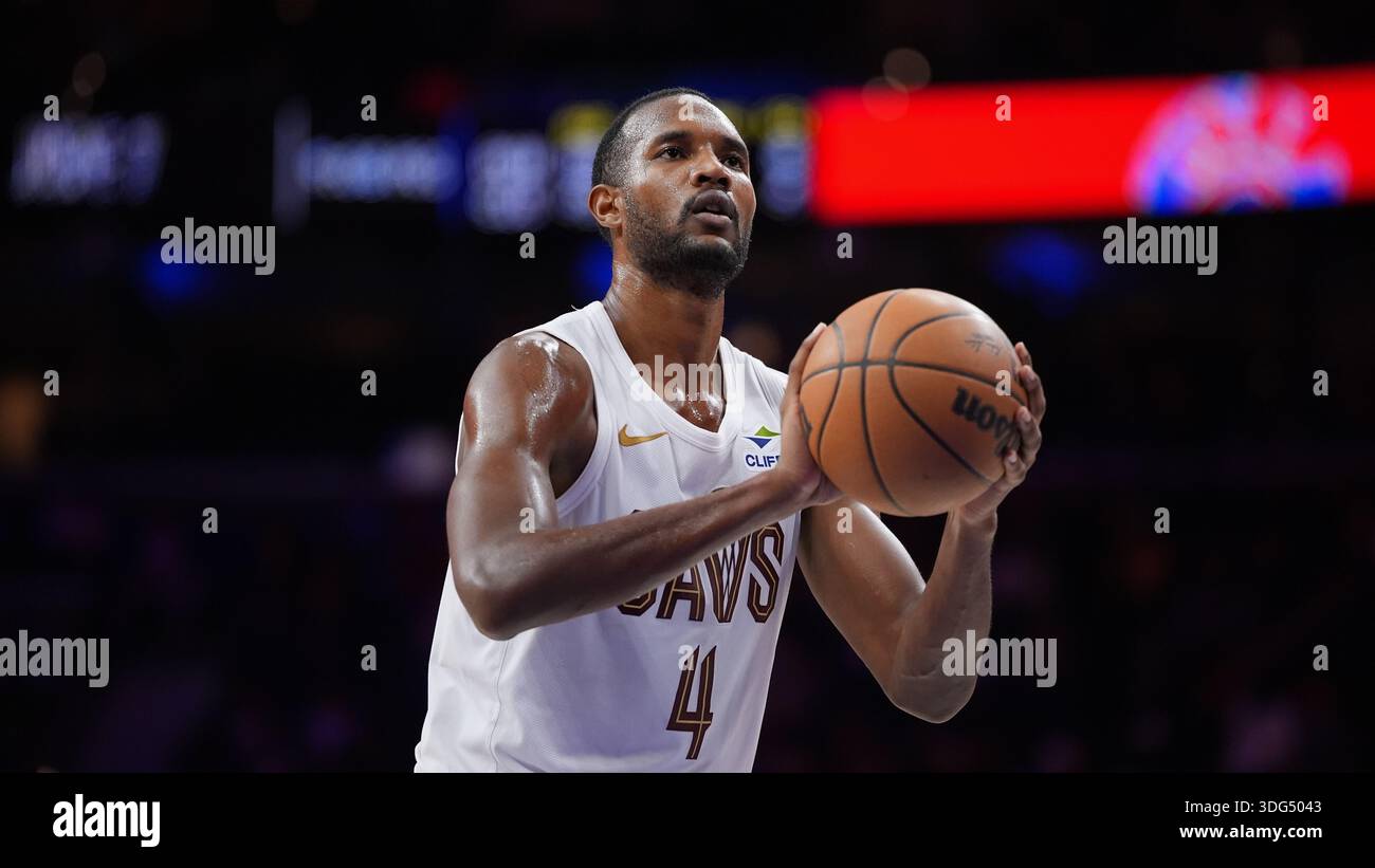Cleveland Cavaliers' Evan Mobley plays during an NBA basketball game ...