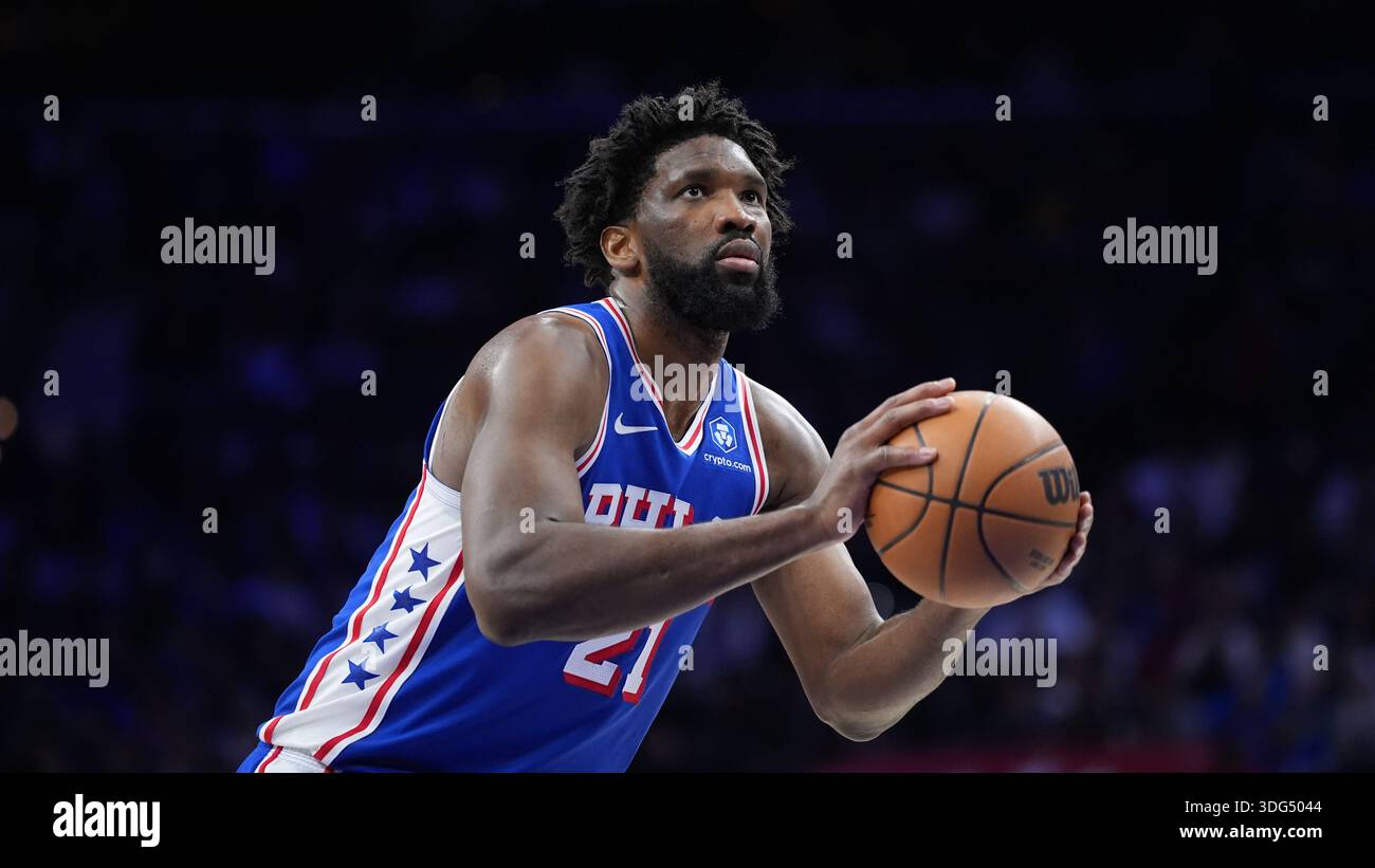 Philadelphia 76ers' Joel Embiid plays during an NBA basketball game ...