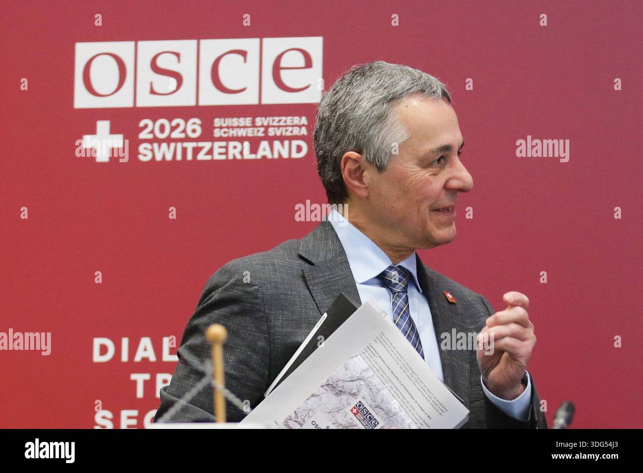 OSCE Chairman-in- Office Ignazio Cassis speaks at a press conference in ...
