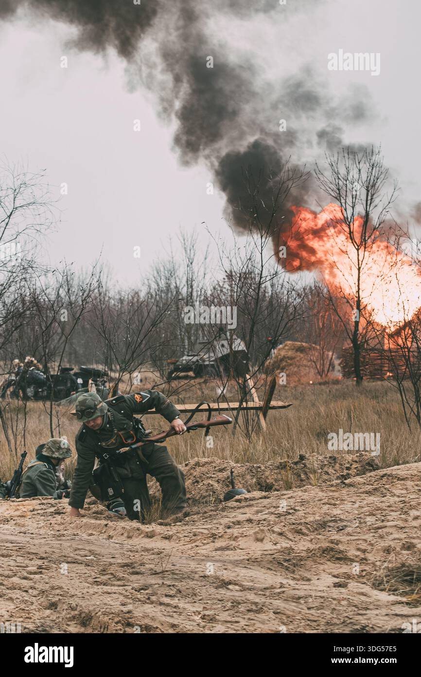 German Wehrmacht Infantry Soldiers In World War II Hidden Sitting With ...