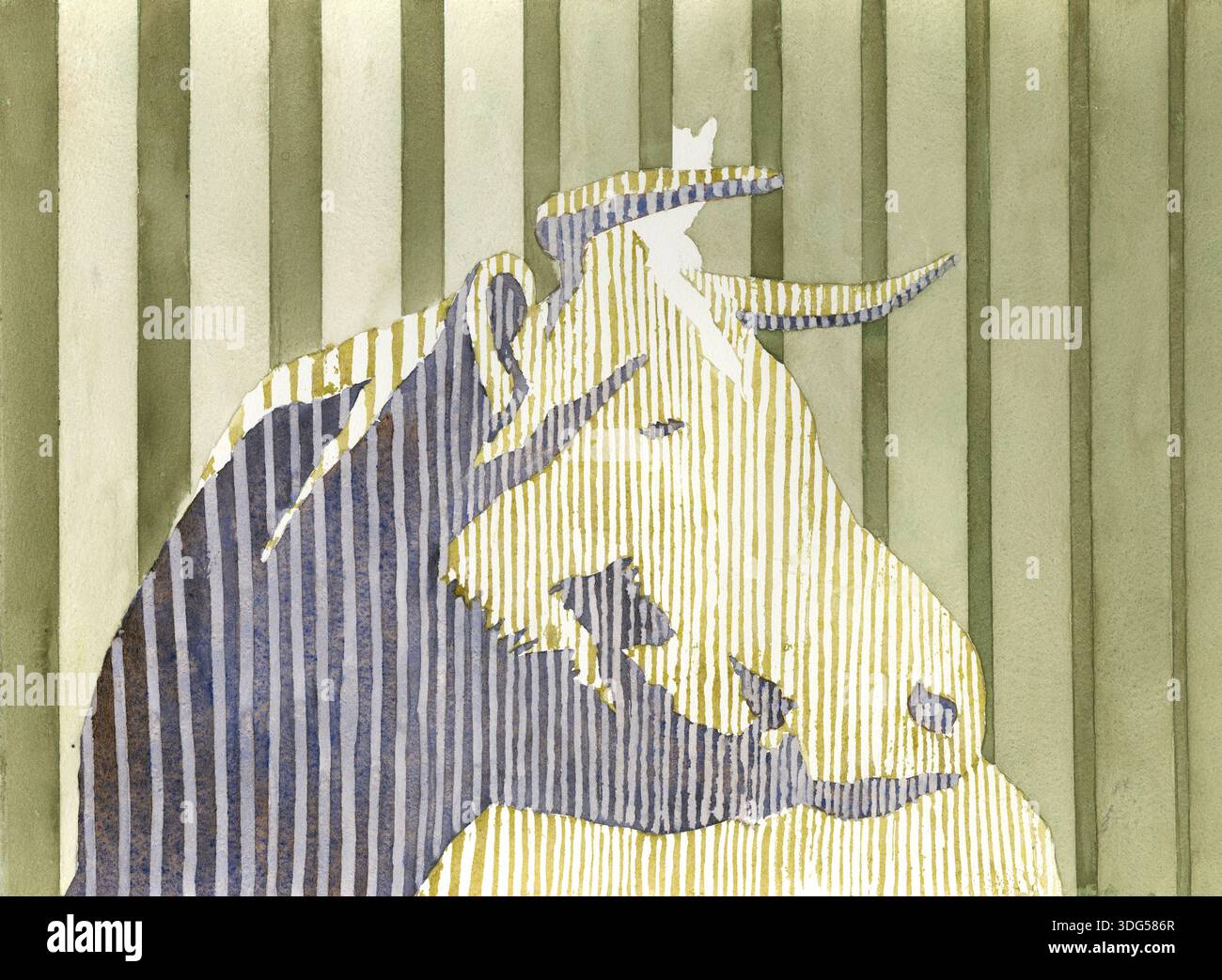 Bull colorful graphic watercolor painting art for house kids room decor ...