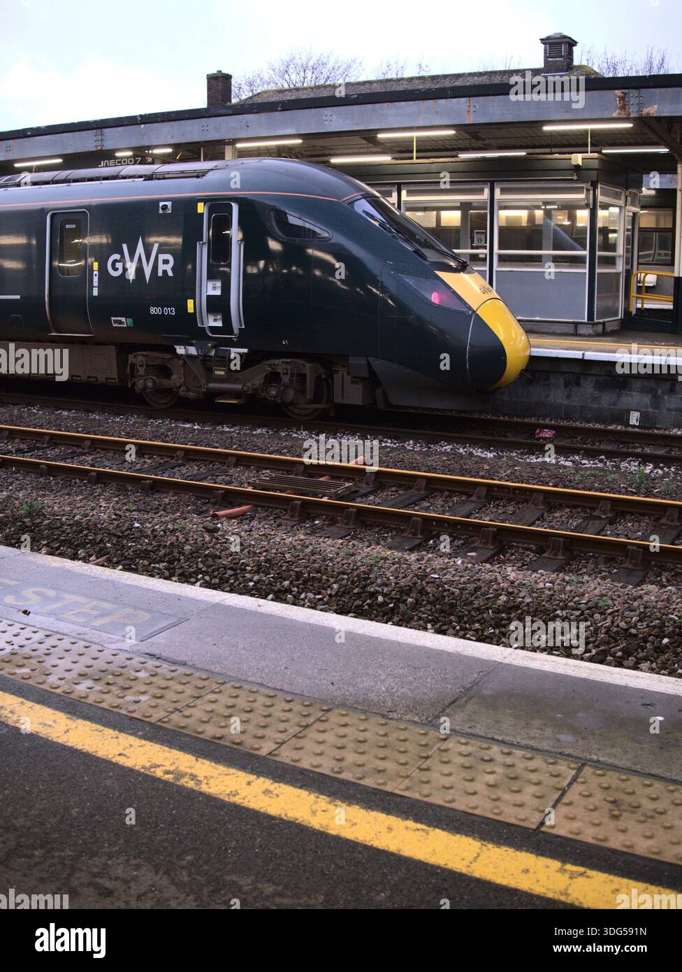 GWR Great Western Railway train at a platform at Plymouth Railway ...
