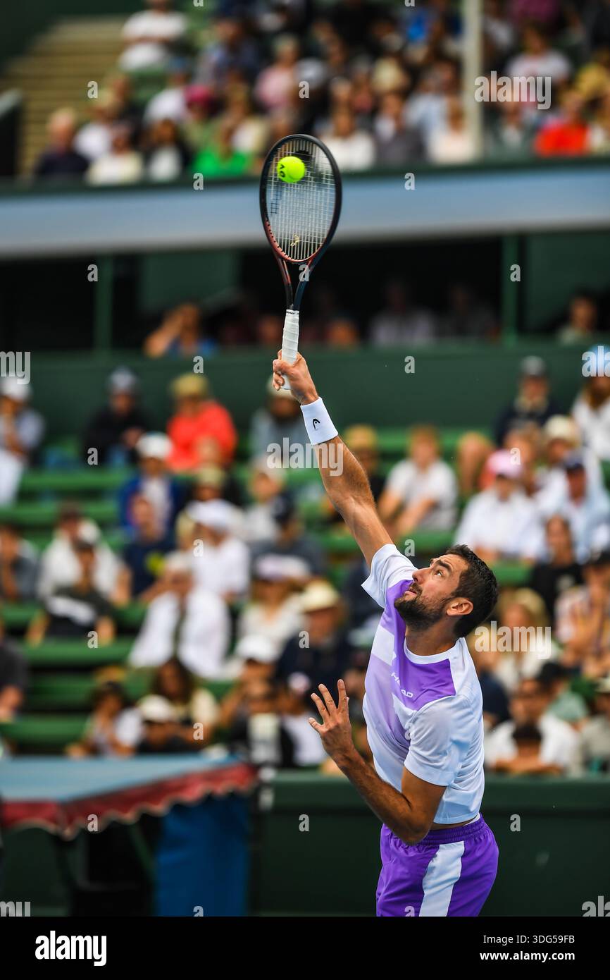 Marin Cilic (CRO) is seen in action during the tennis match with ...