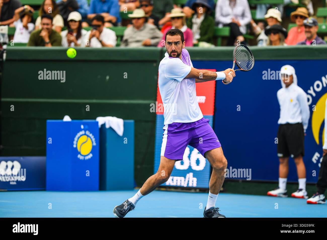 Marin Cilic (CRO) is seen in action during the tennis match with ...