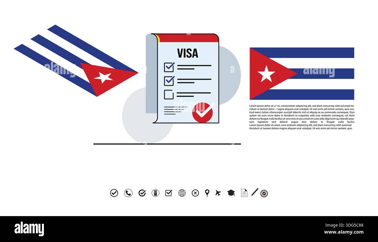 Cuban Flag Themed Visa Form With Checklists And Travel Imagery For ...