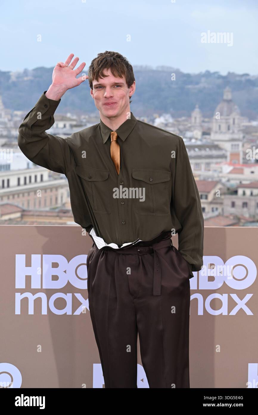 Rome: Hotel De La Ville. HBO Max Italia Photocall. Pictured: Finn ...