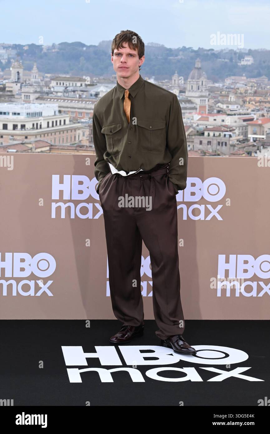 Rome: Hotel De La Ville. HBO Max Italia Photocall. Pictured: Finn ...