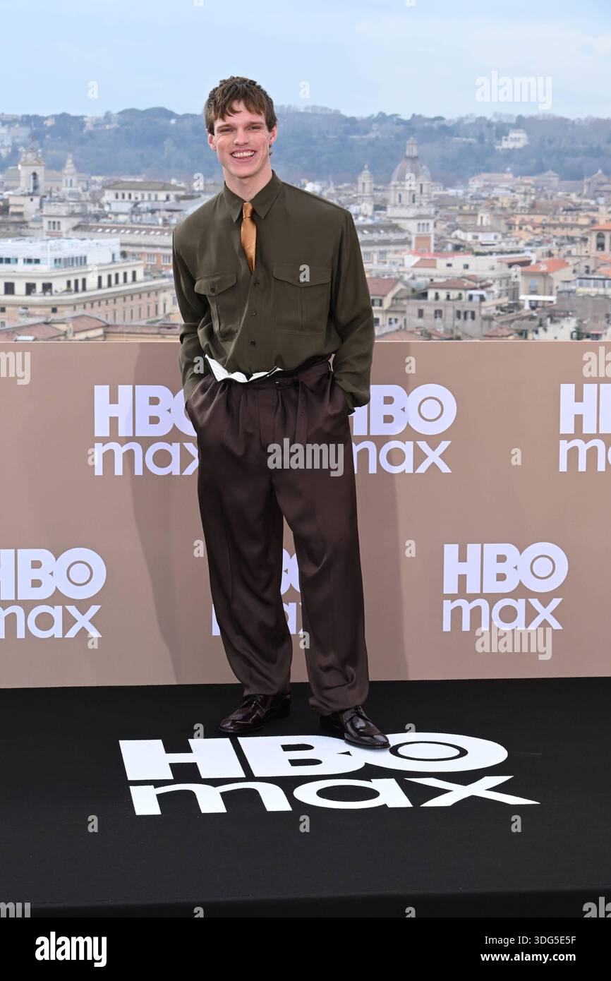 Rome: Hotel De La Ville. HBO Max Italia Photocall. Pictured: Finn ...