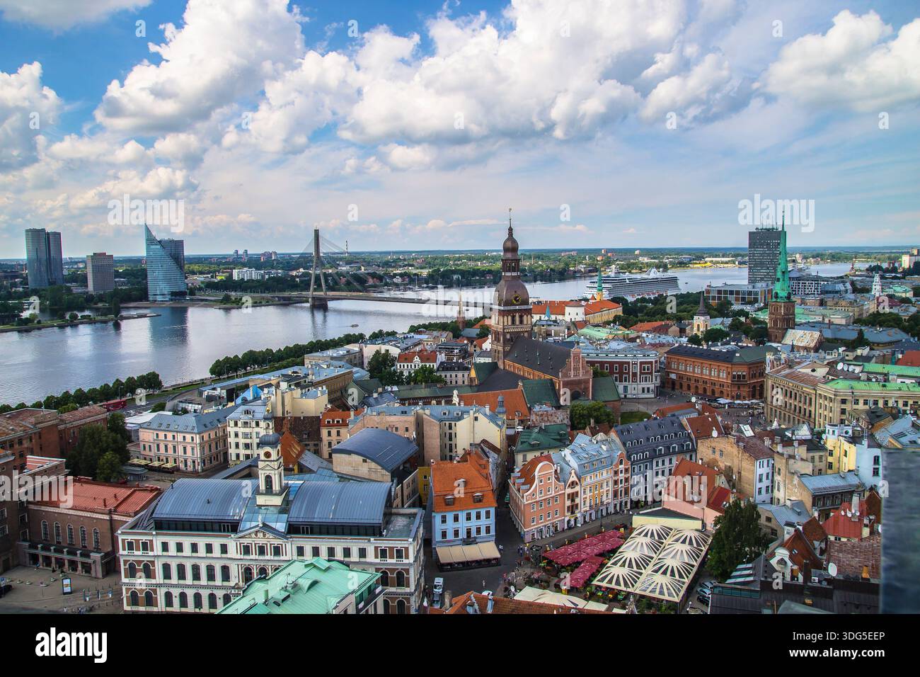 Aerial view of Riga center from St. Peter's Church, Riga, Latvia Stock ...
