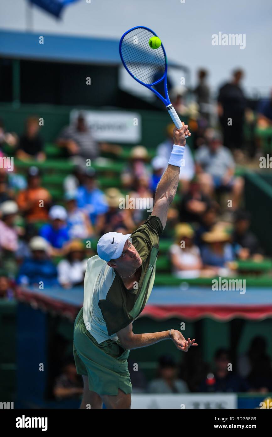 Denis Shapovalov (CAN) is seen in action during the tennis match with ...