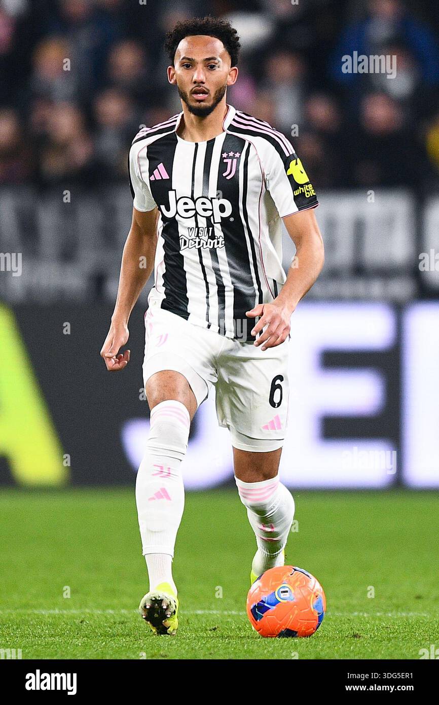 TURIN, ITALY - JANUARY 12: Lloyd Kelly of Juventus FC in action during ...