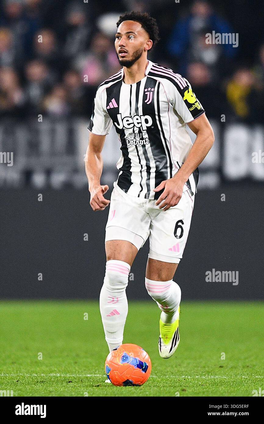 TURIN, ITALY - JANUARY 12: Lloyd Kelly of Juventus FC in action during ...