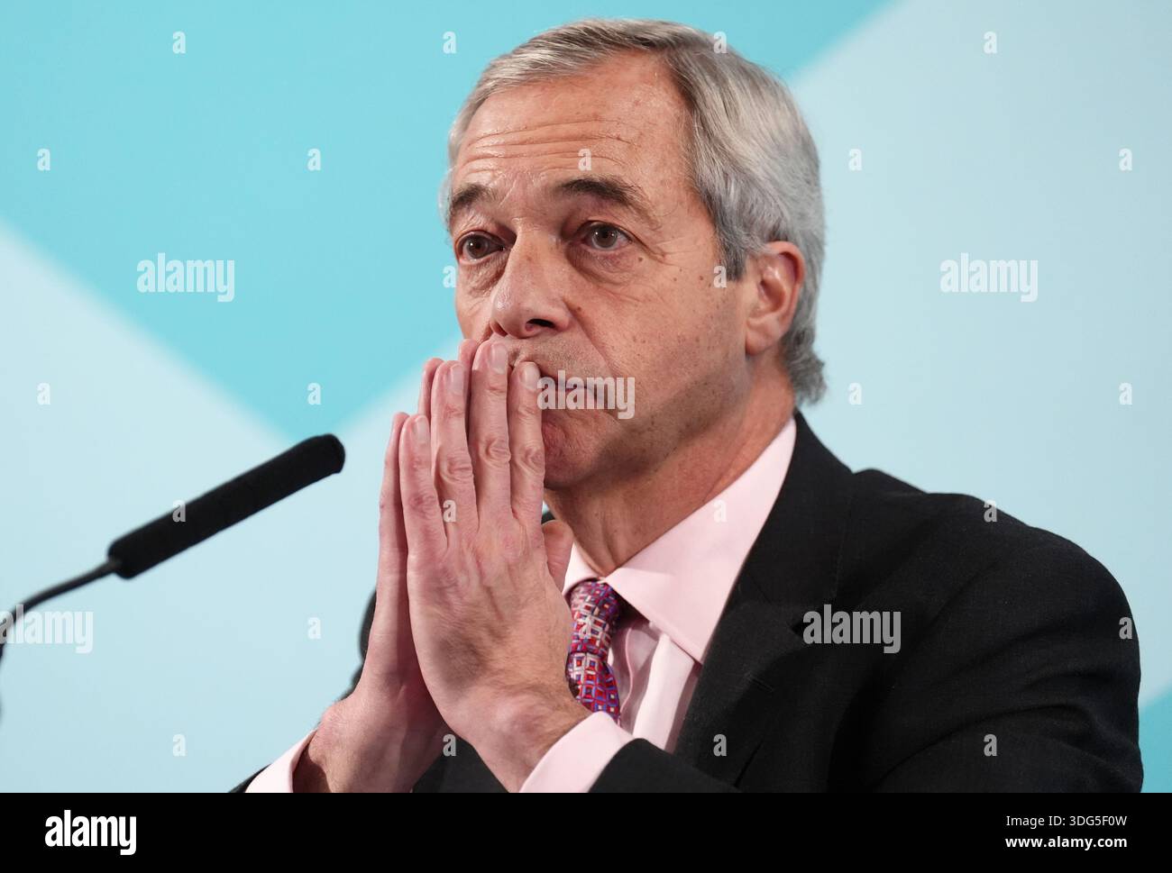 Reform UK leader Nigel Farage at the announcement of the Scottish ...