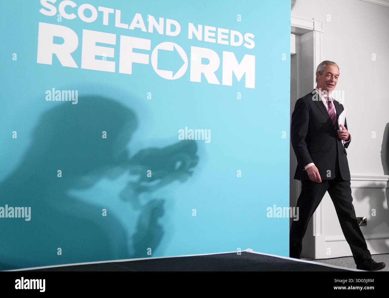 Reform UK leader Nigel Farage at the announcement of the Scottish ...