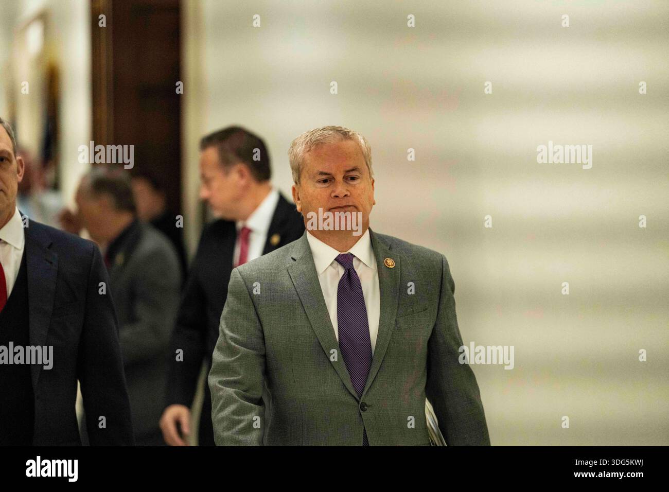 Chairman James Comer (R-Ky.) gives remarks to reporters Following ...