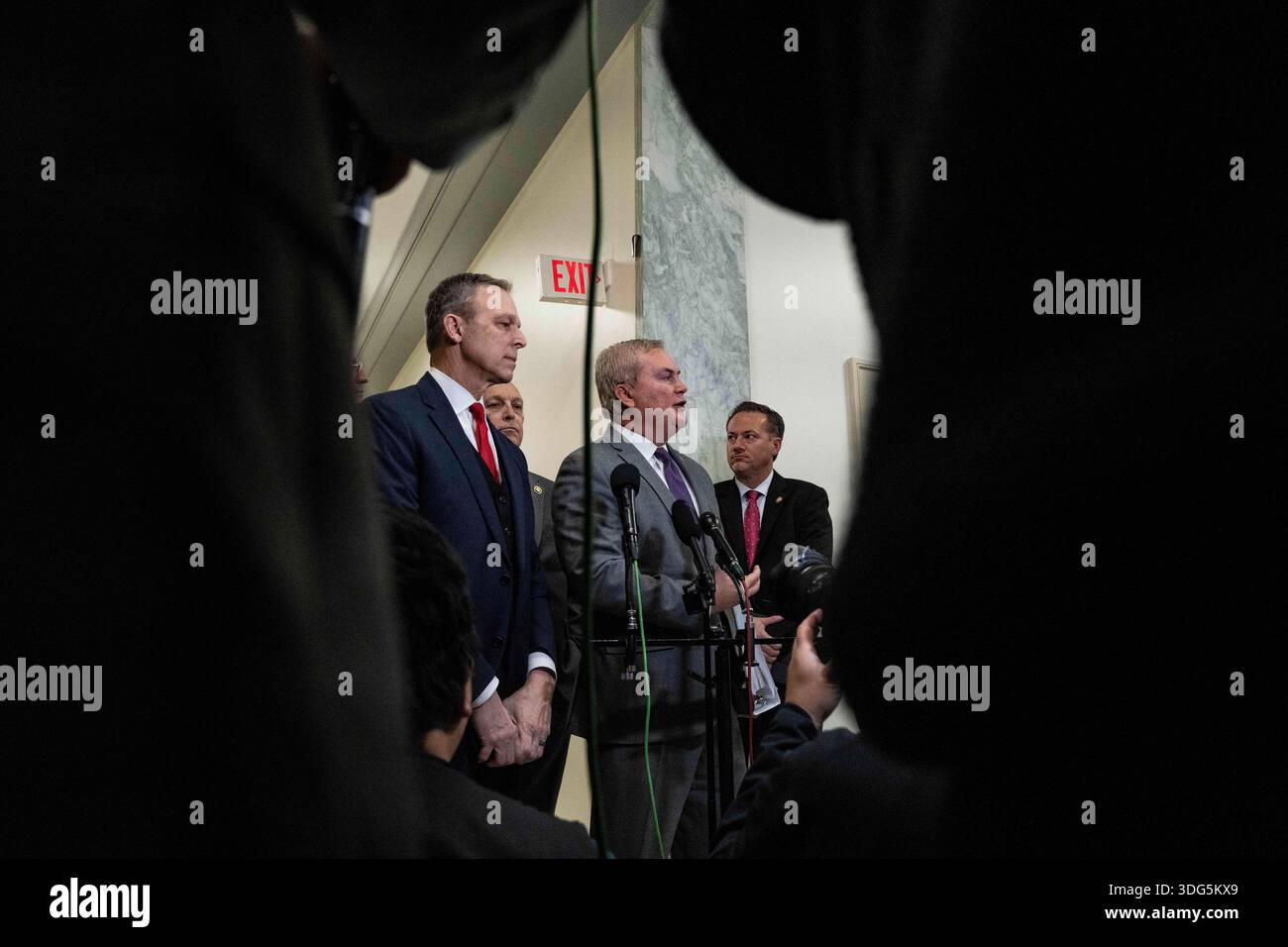 Chairman James Comer (R-Ky.) gives remarks to reporters Following ...