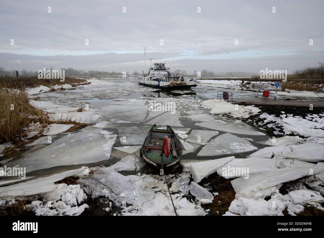 dpatop - 15 January 2026, Lower Saxony, Neu Darchau: The Elbe ferry ...