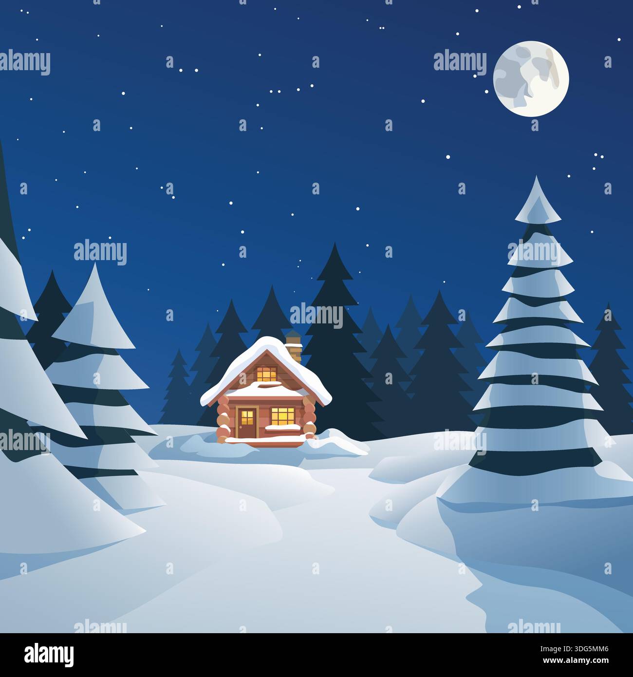 Winter landscape view on wooden Stock Vector Images - Alamy