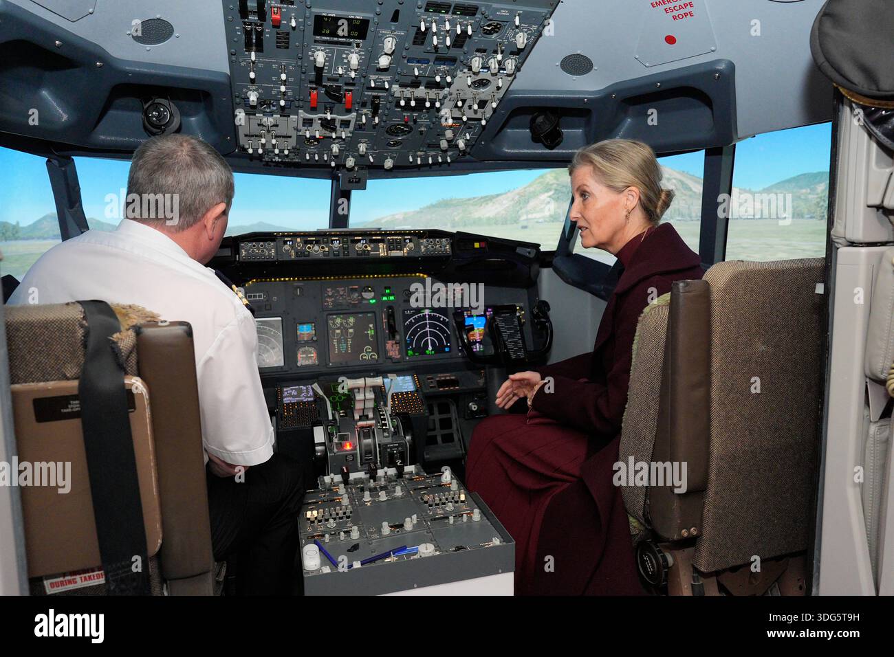 The Duchess of Edinburgh a flight simulator during a visit to Skills ...