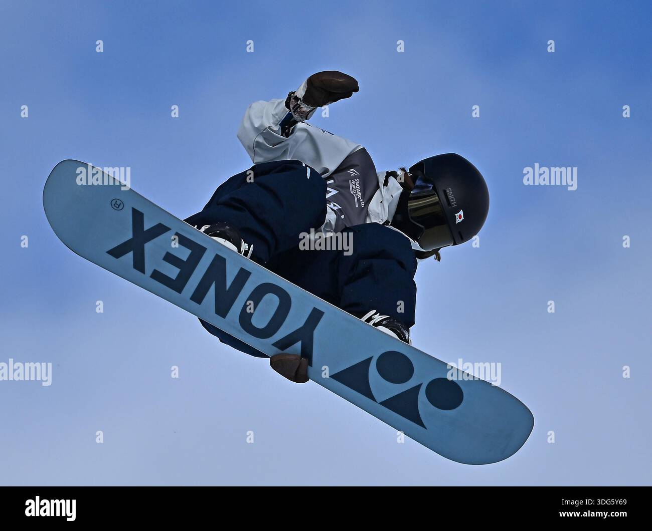 Rise Kudo of Japan competes during run 2 of the women's snowboard ...