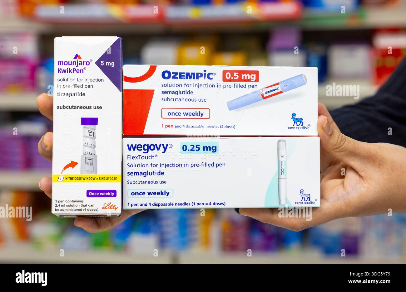 London, UK. 15th Jan, 2026. Mountjaro, Ozempic and Wegovy injection ...