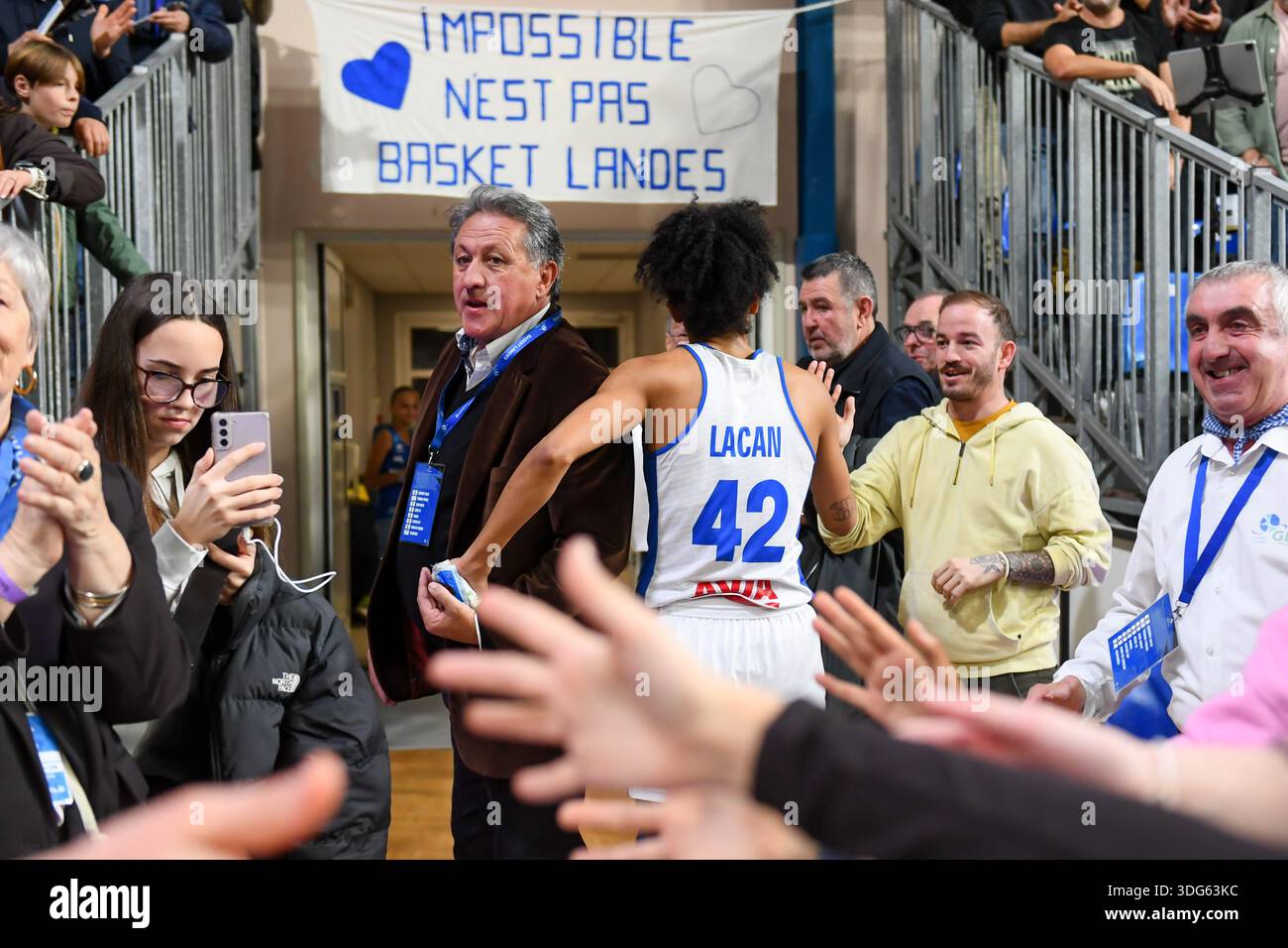 Leila Lacan of Basket Landes and Pierre Dartiguelongue of Basket Landes ...