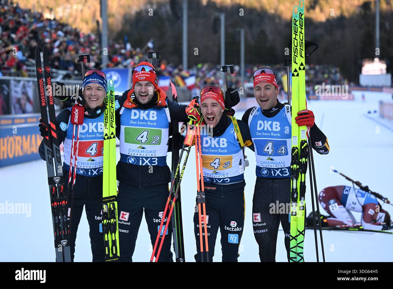 15 January 2026, Bavaria, Ruhpolding: Biathlon: World Cup, relay 4 x 7. ...