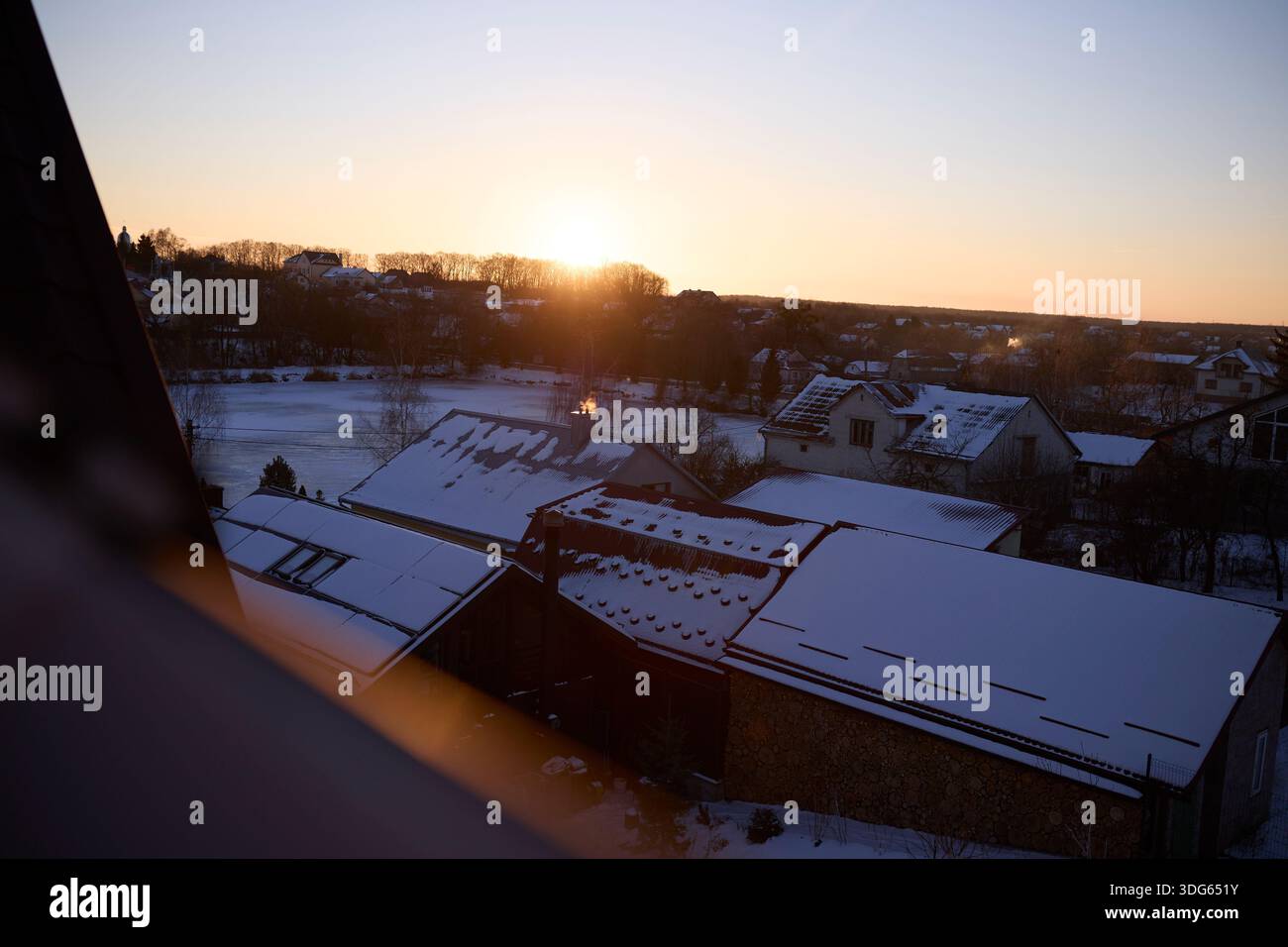 Metal Roof on a Sunny Frosty Winter Day Stock Photo - Alamy