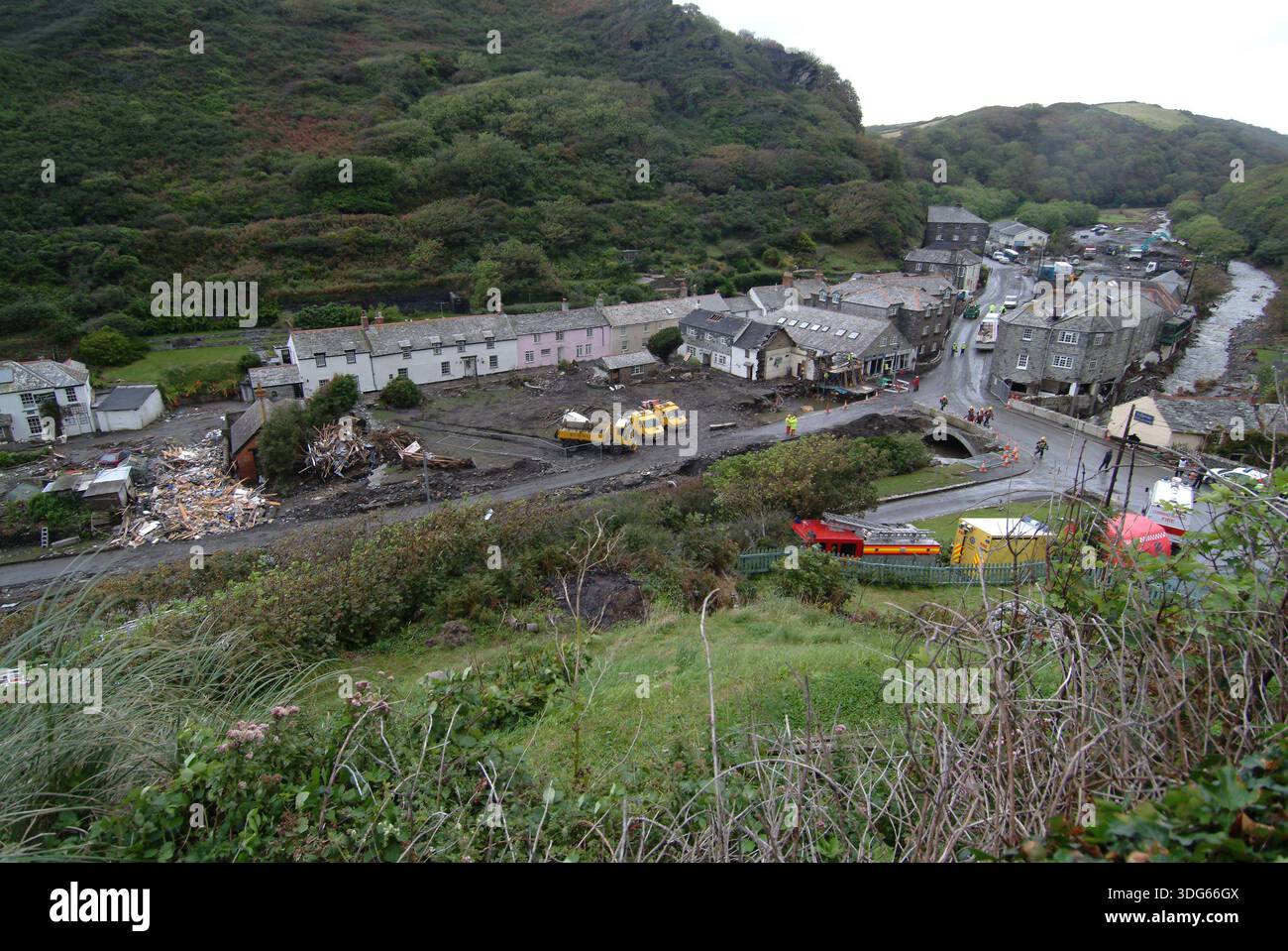Boscastle, day after flood Monday 16 August 2004. - Cornwall - England ...