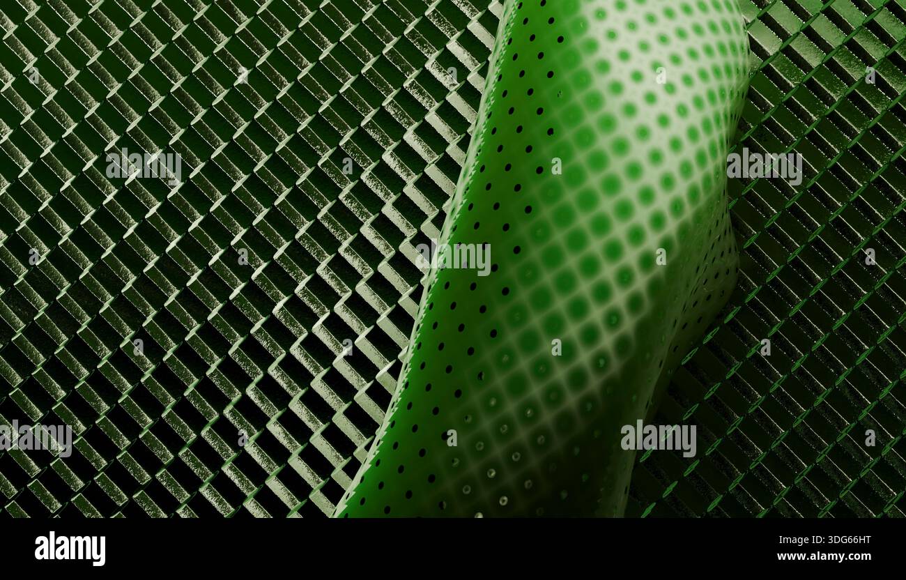 Abstract green textured pattern with layered geometric grid design ...