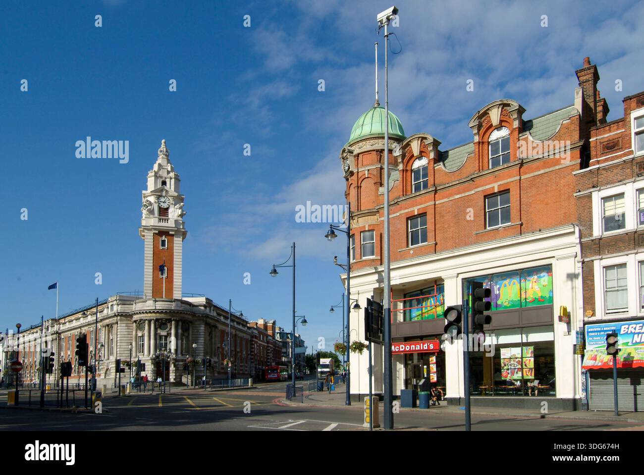 Acre Lane, Brixton with clock tower. - Lambeth, United Kingdom : May ...
