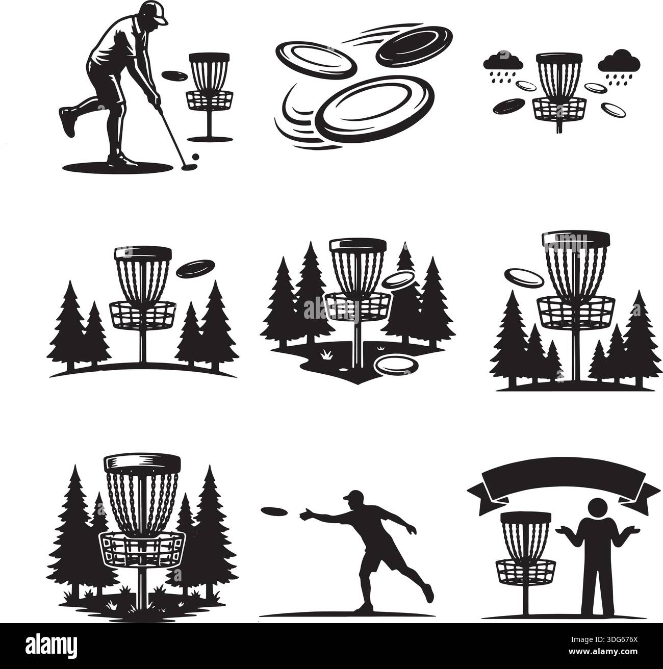 Disc golf silhouettes Stock Vector Images - Alamy