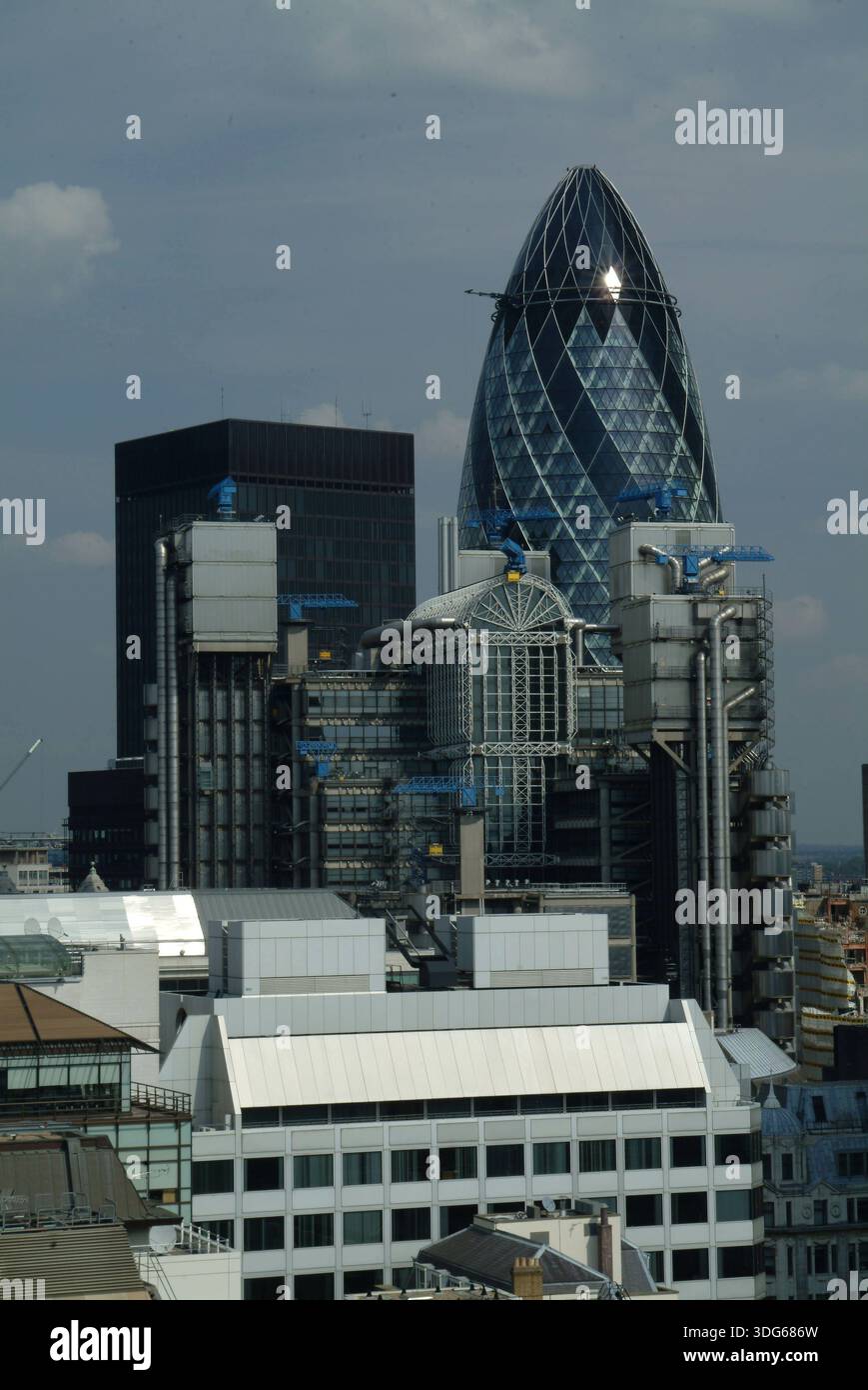 Lloyds building with the Gherkin (Swiss Re). - City of London, United ...