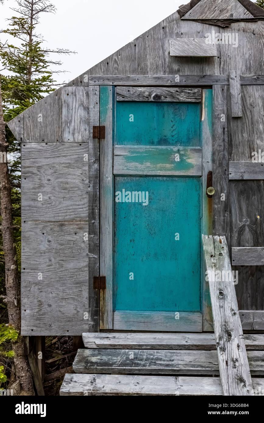 Shed in the barrens above the tiny outport of McCallum, used for winter ...