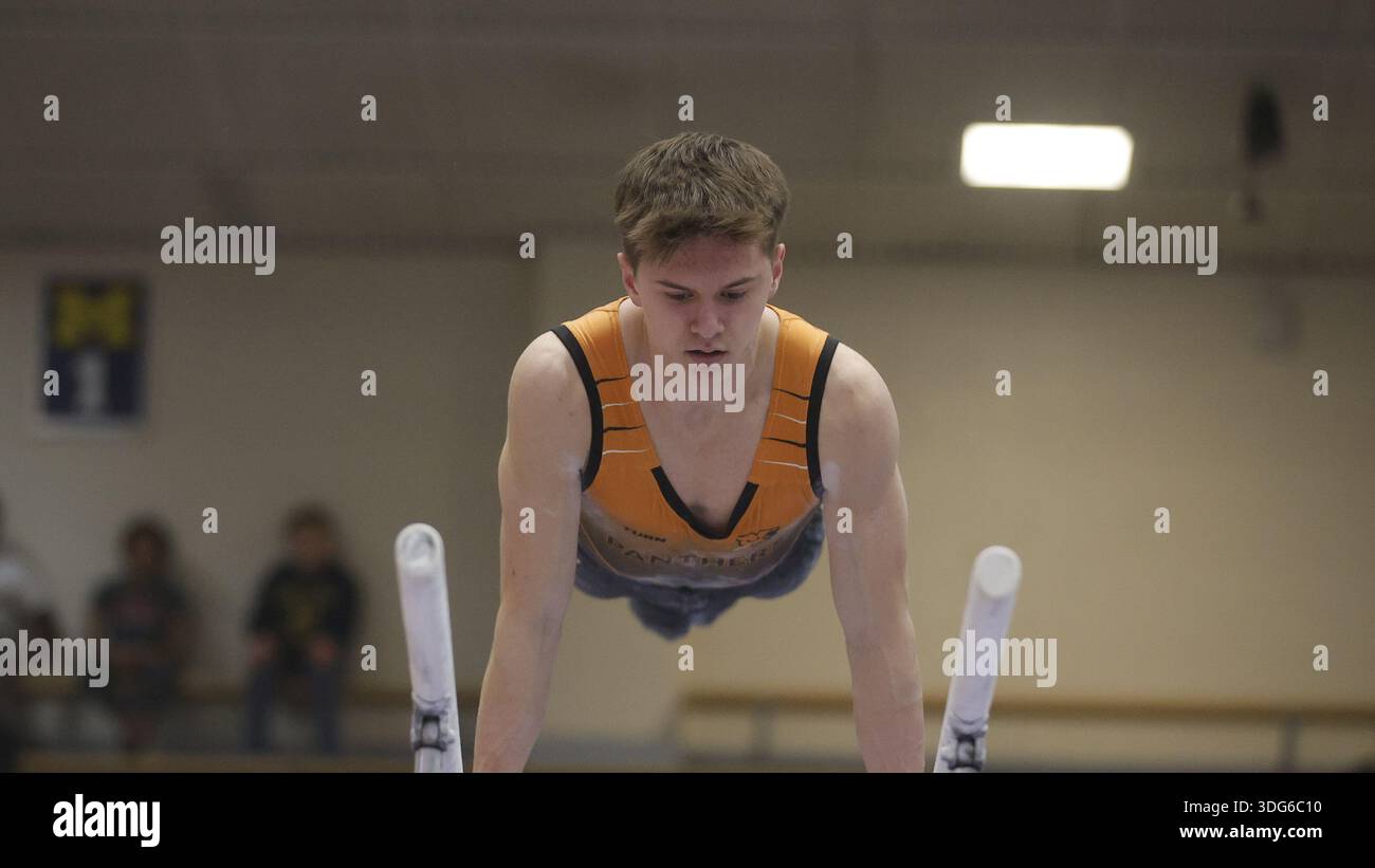 Greenville's Kyler Hinson competes during an NCAA gymnastics meet on ...