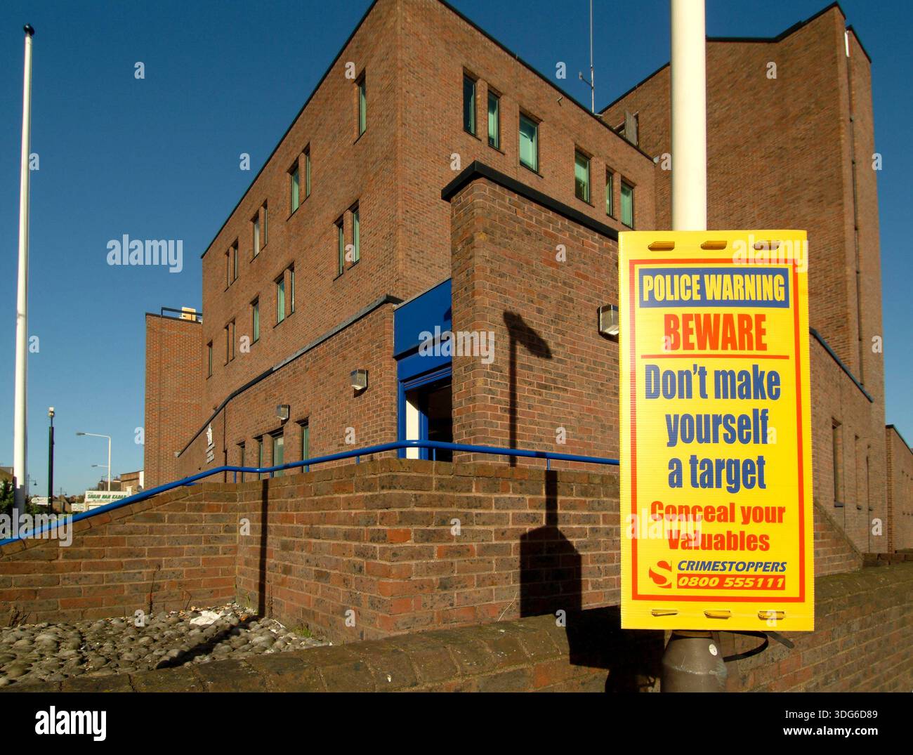 Southall police station, warning sign 'conceal your valuables' by ...