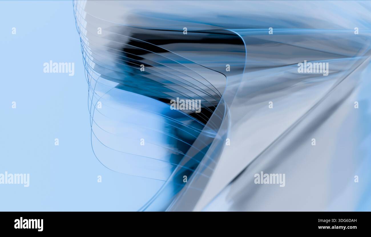 Abstract digital art with layered blue and white translucent shapes ...
