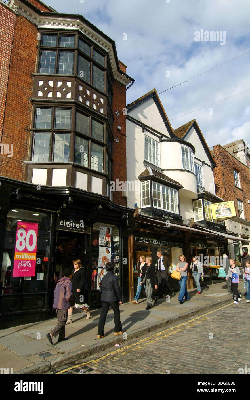 Guildford, High Street, cobbled street, historic buildings and famous ...