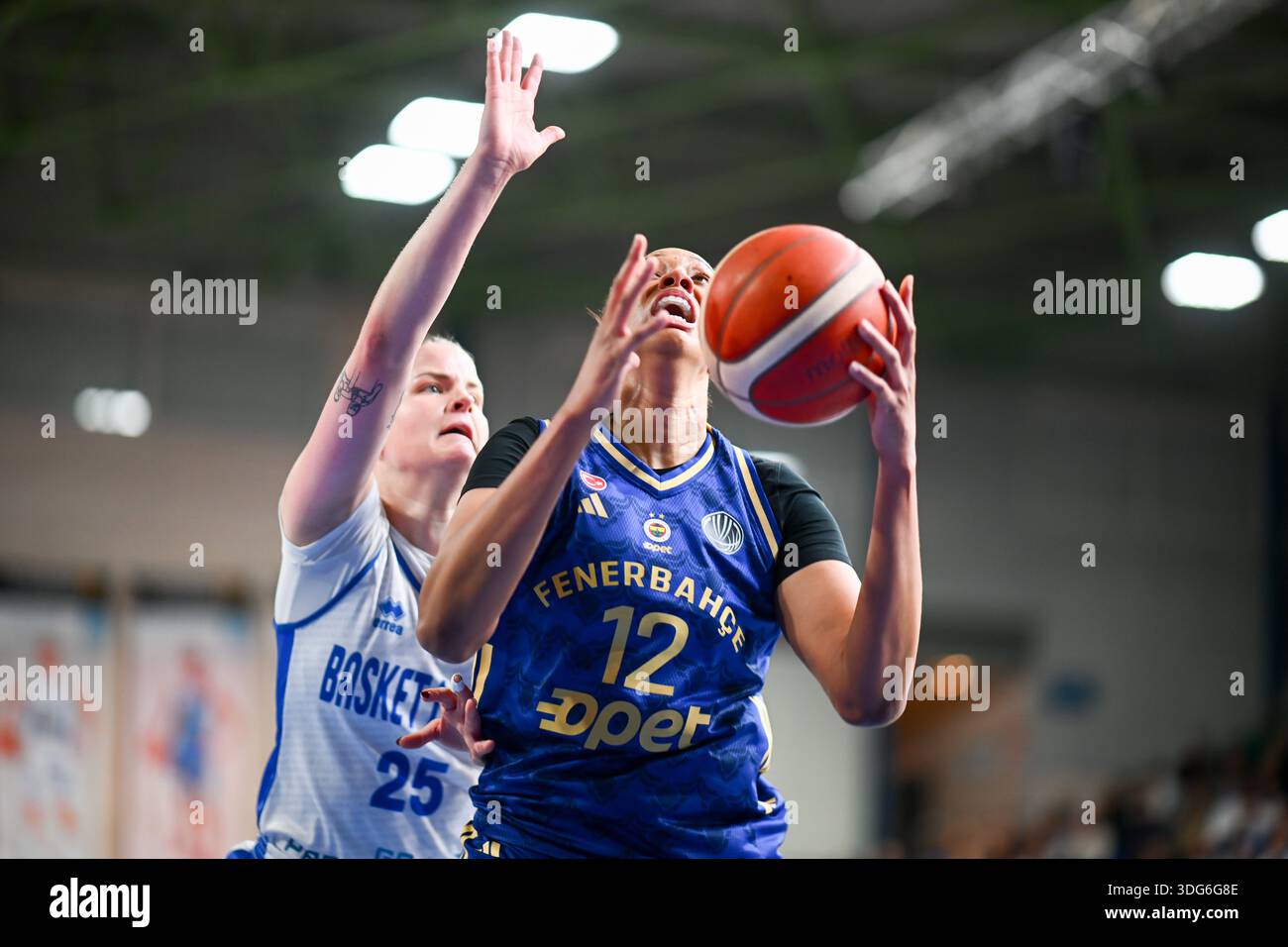 Iliana Rupert of Fenerbahce and Becky Massey of Basket Landes during ...