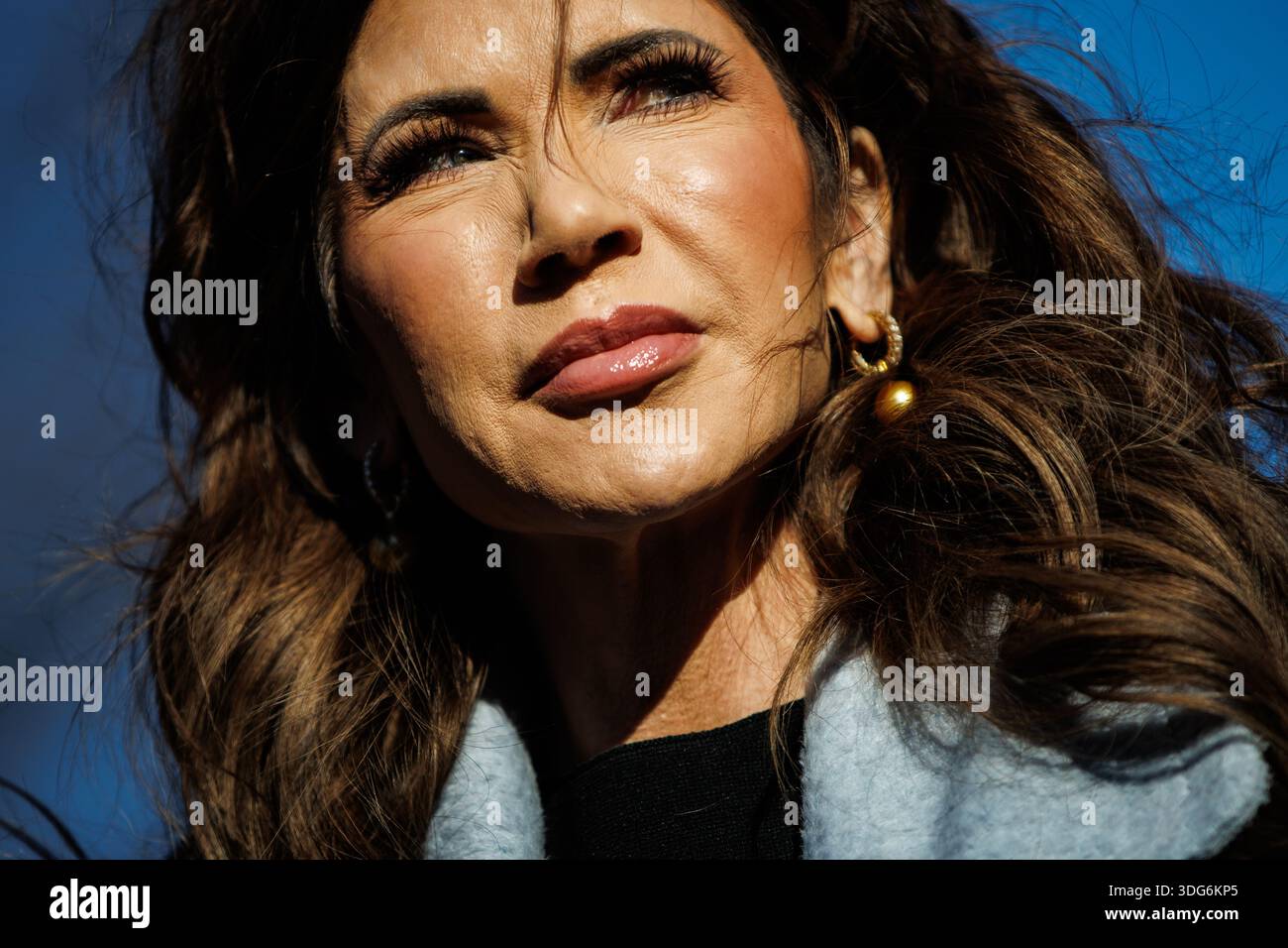 U.S. Homeland Security Secretary Kristi Noem speaks to reporters in ...