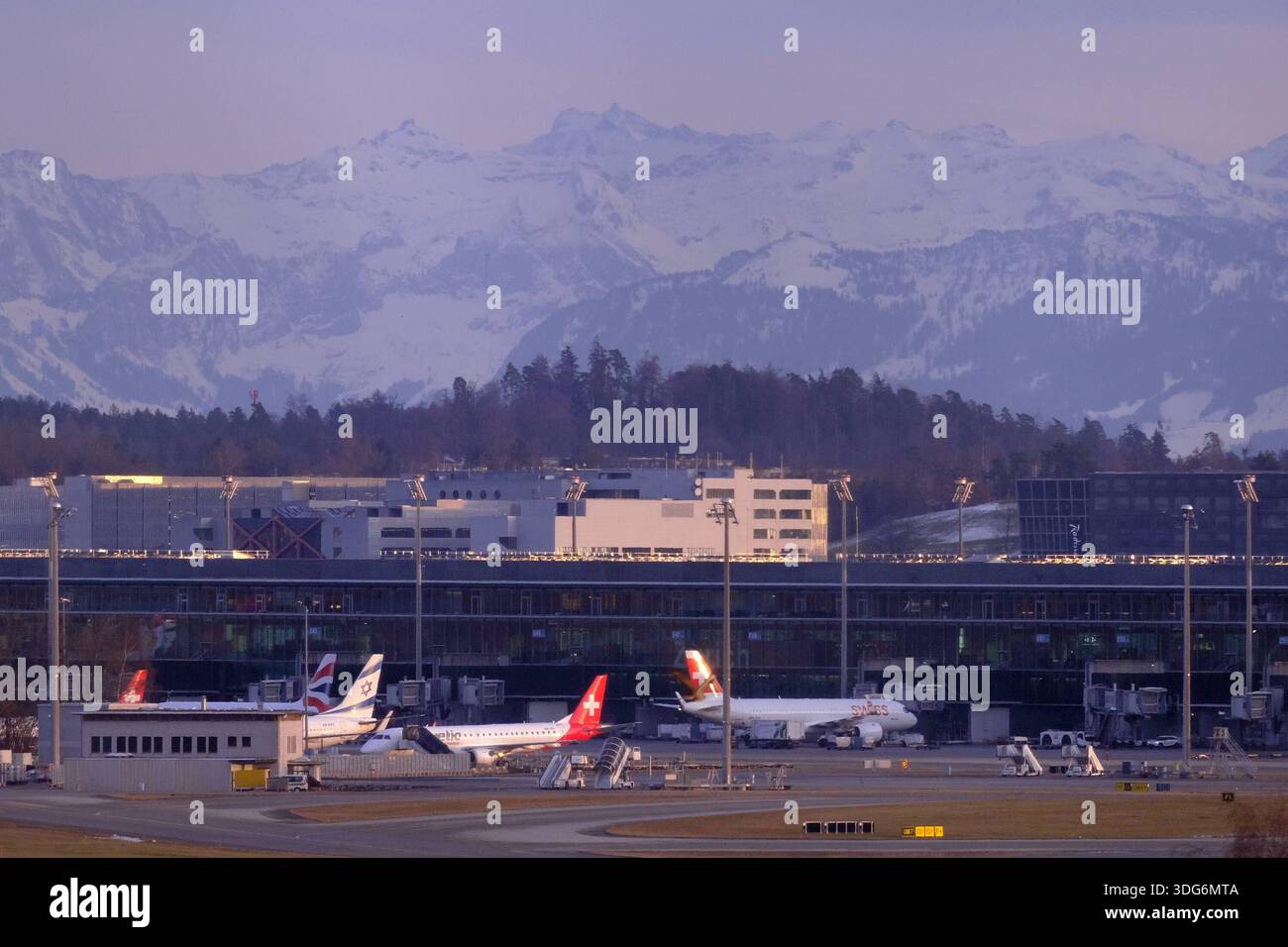 RECORD DATE NOT STATED Zurich Airport in the early night light ...