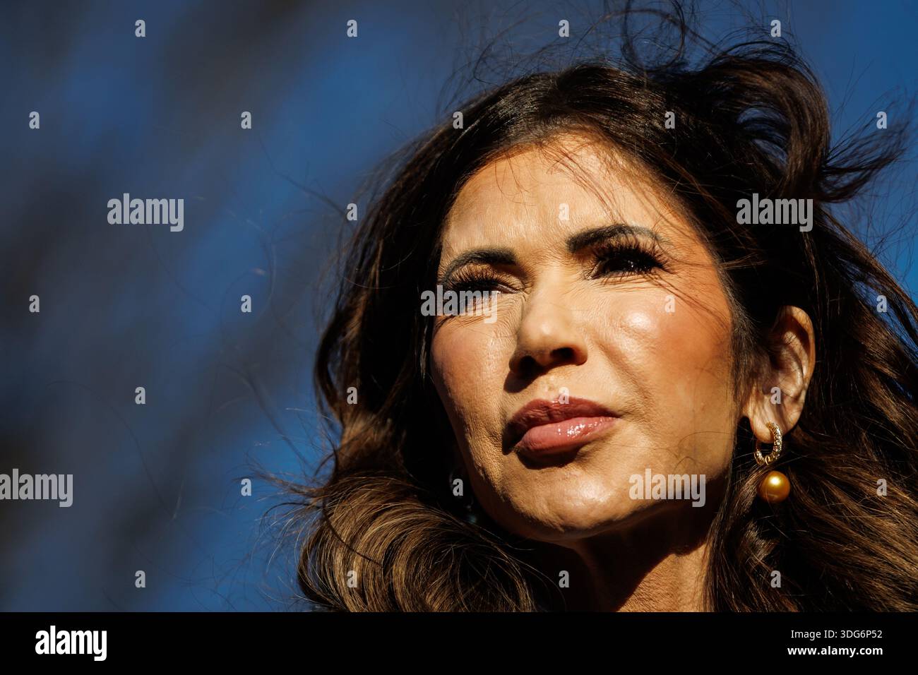 U.S. Homeland Security Secretary Kristi Noem speaks to reporters in ...