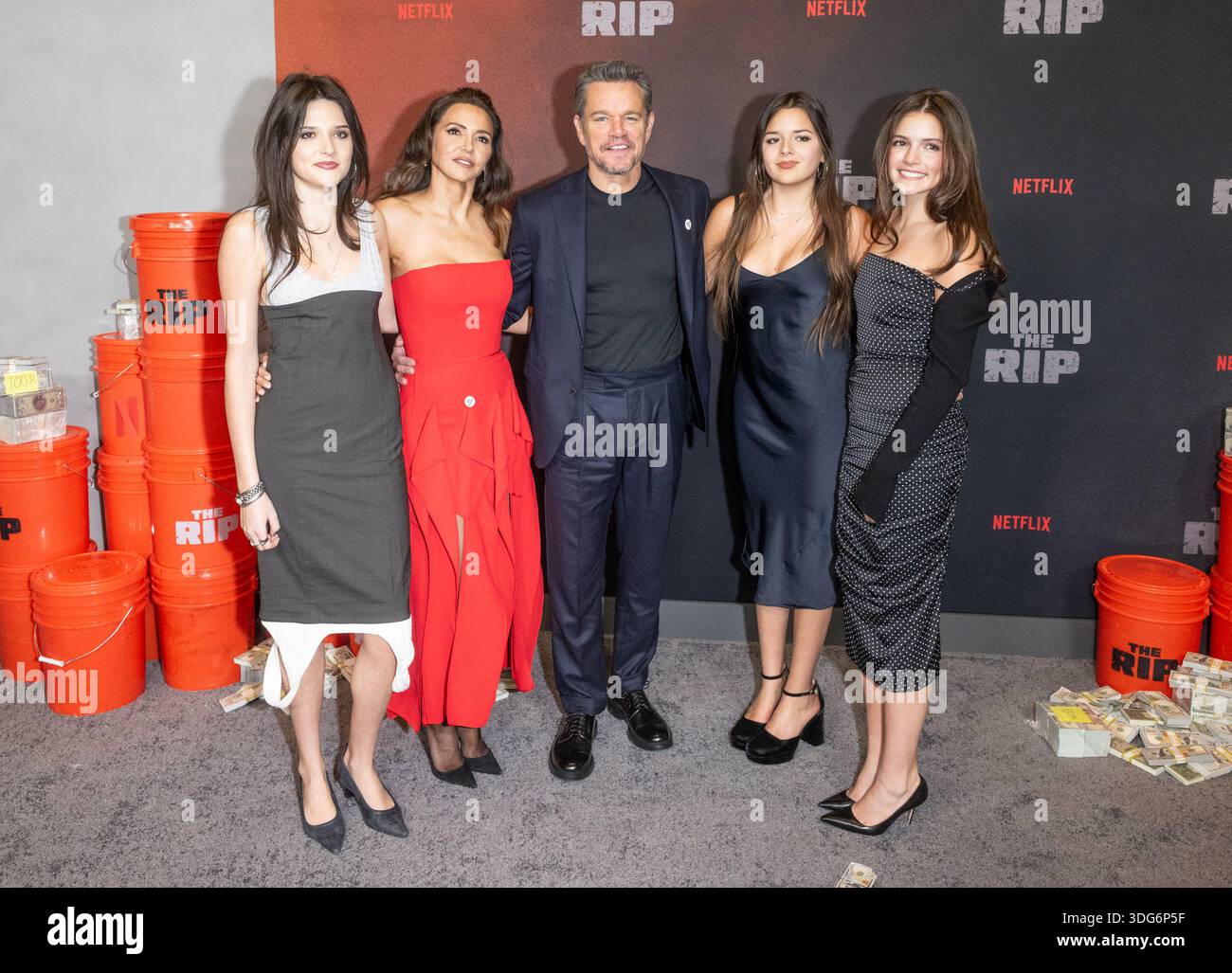 Isabella Damon, Luciana Barroso, Matt Damon, Gia Zavala Damon attend ...