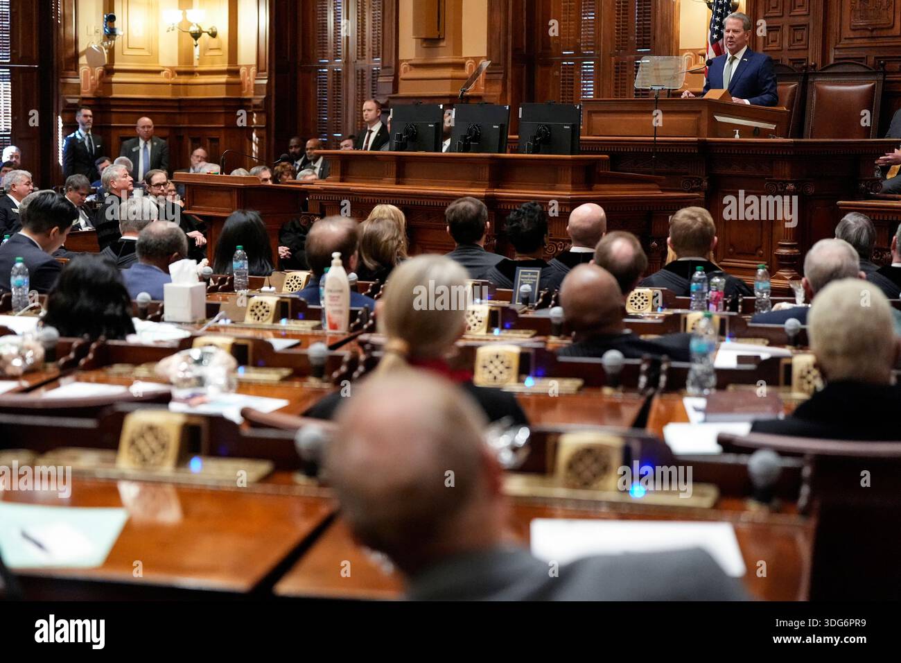 Gov. Brian Kemp speaks during the State of the State, Thursday, Jan. 15 ...