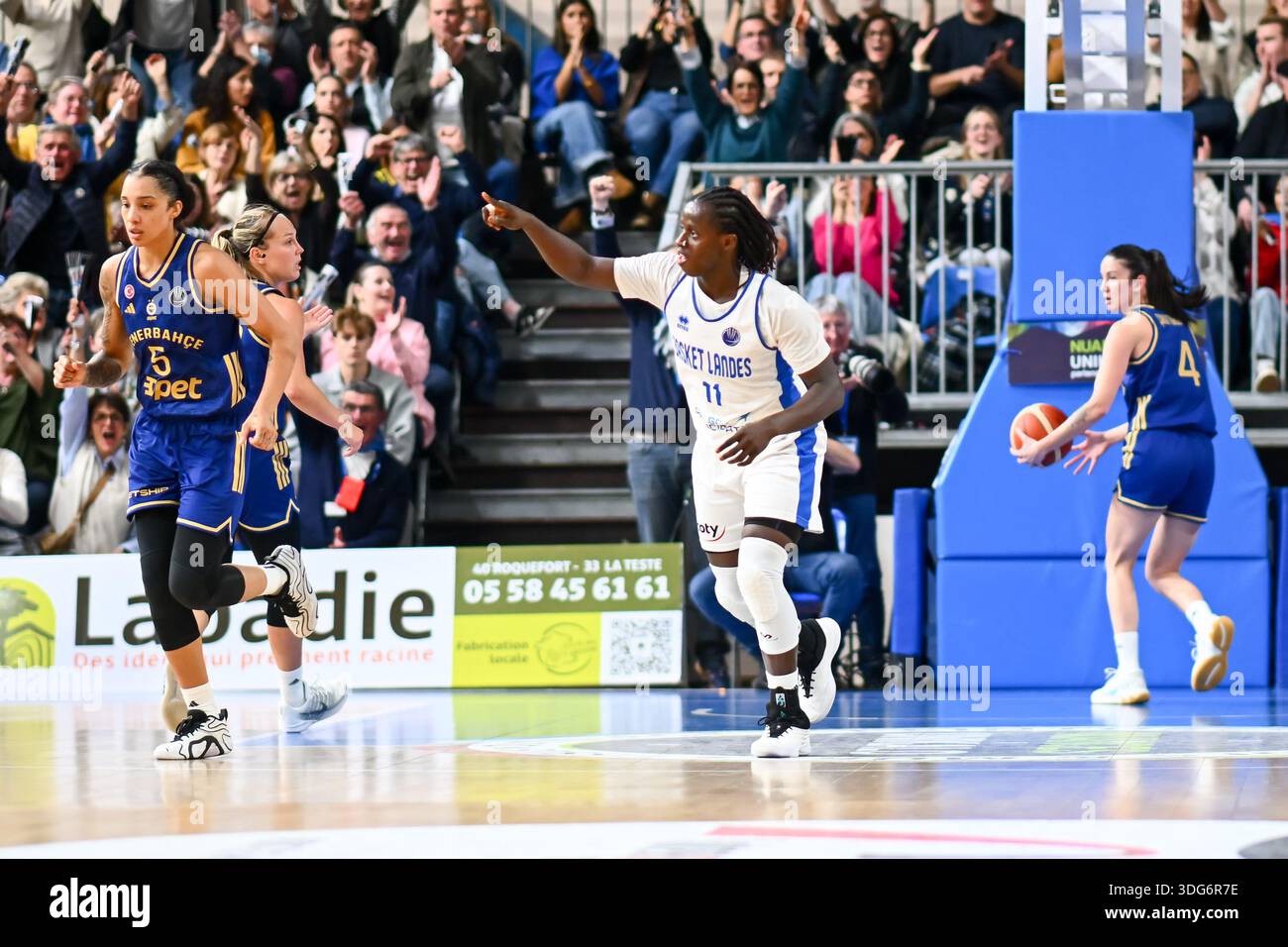 Gabby Williams of Fenerbahce and Murjanatu Musa of Basket Landes during ...