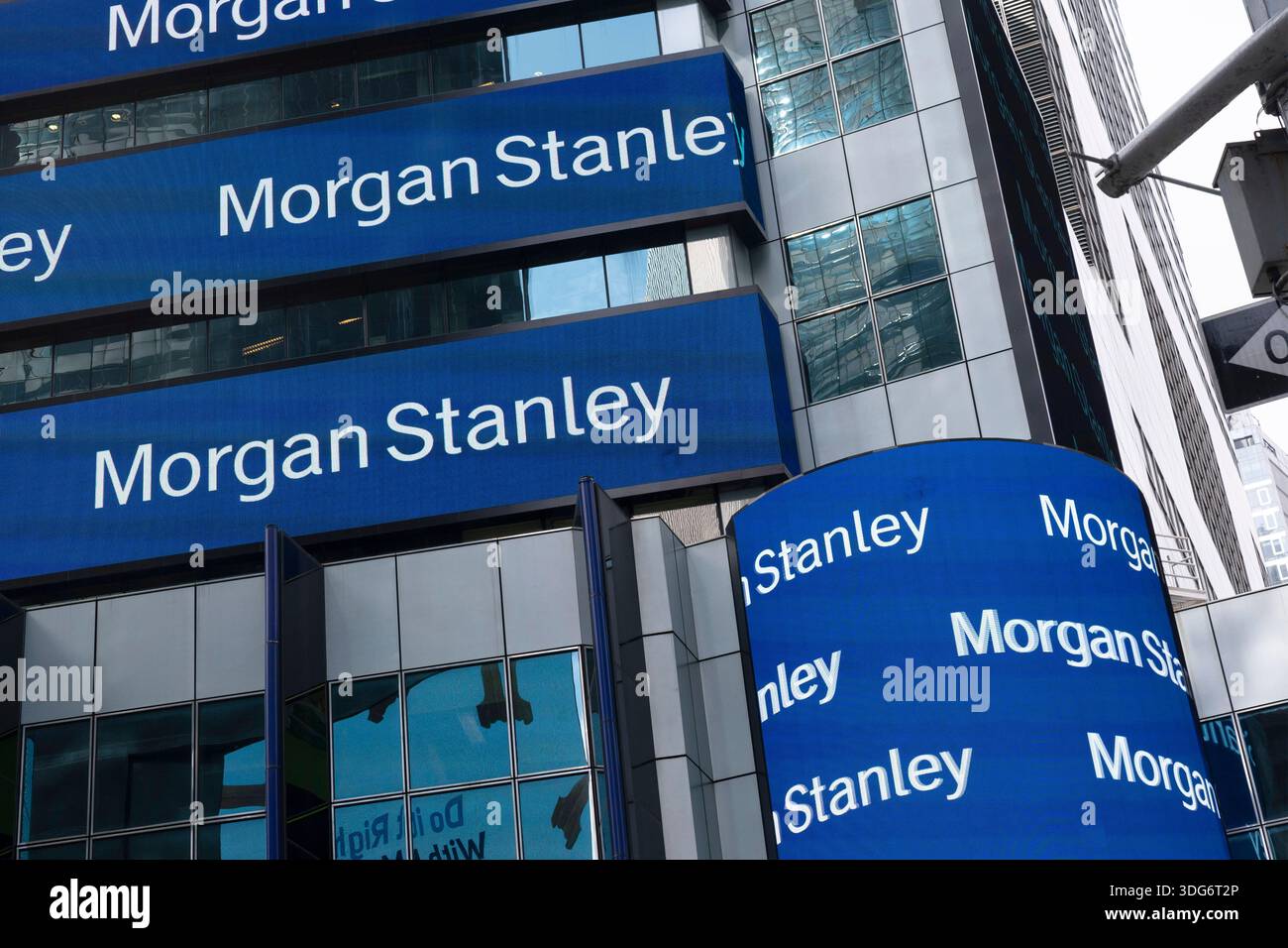 FILE - Electronic signage is shown at Morgan Stanley headquarters ...