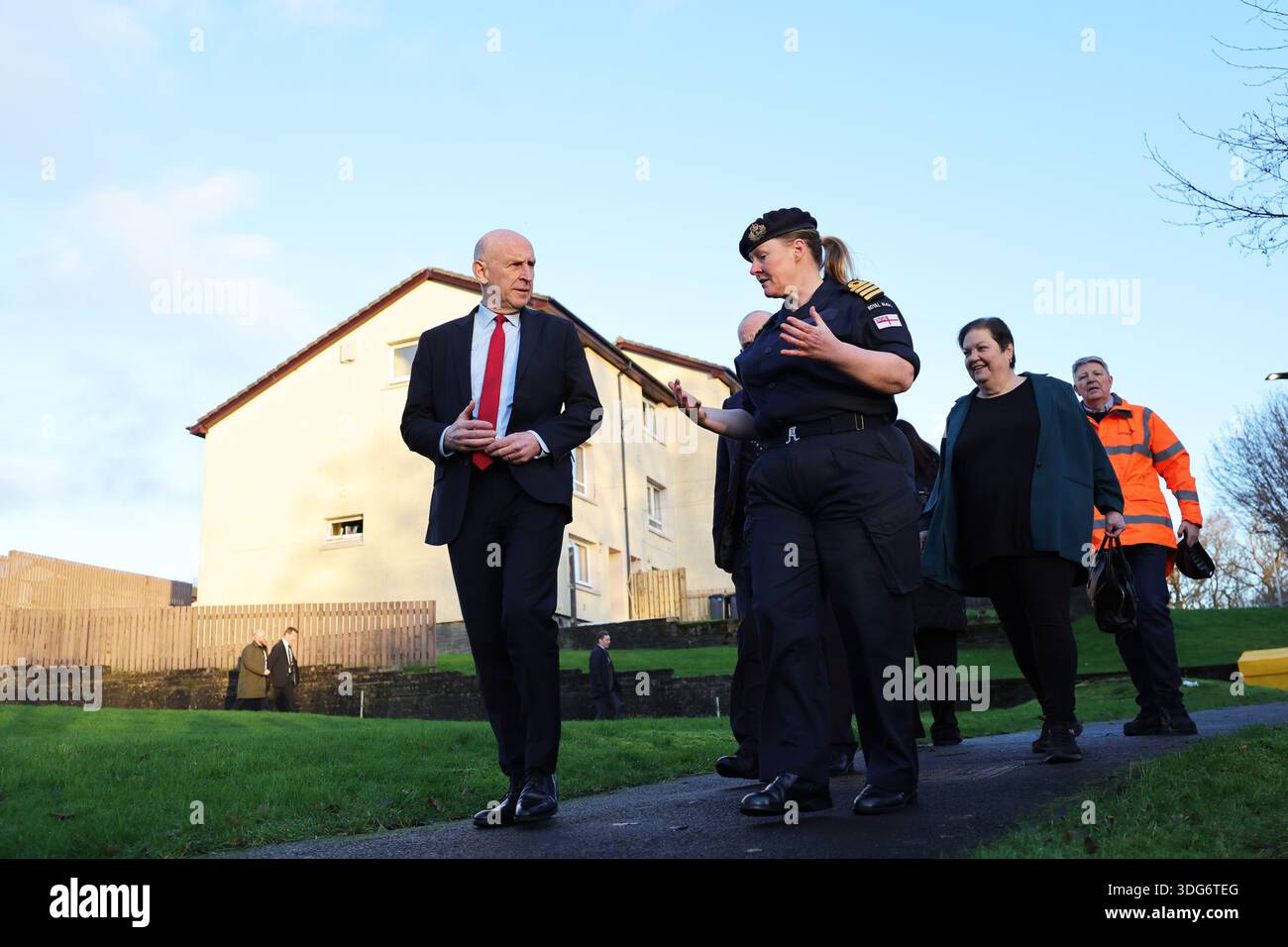 Defence Secretary John Healey (left) viewing housing for military ...
